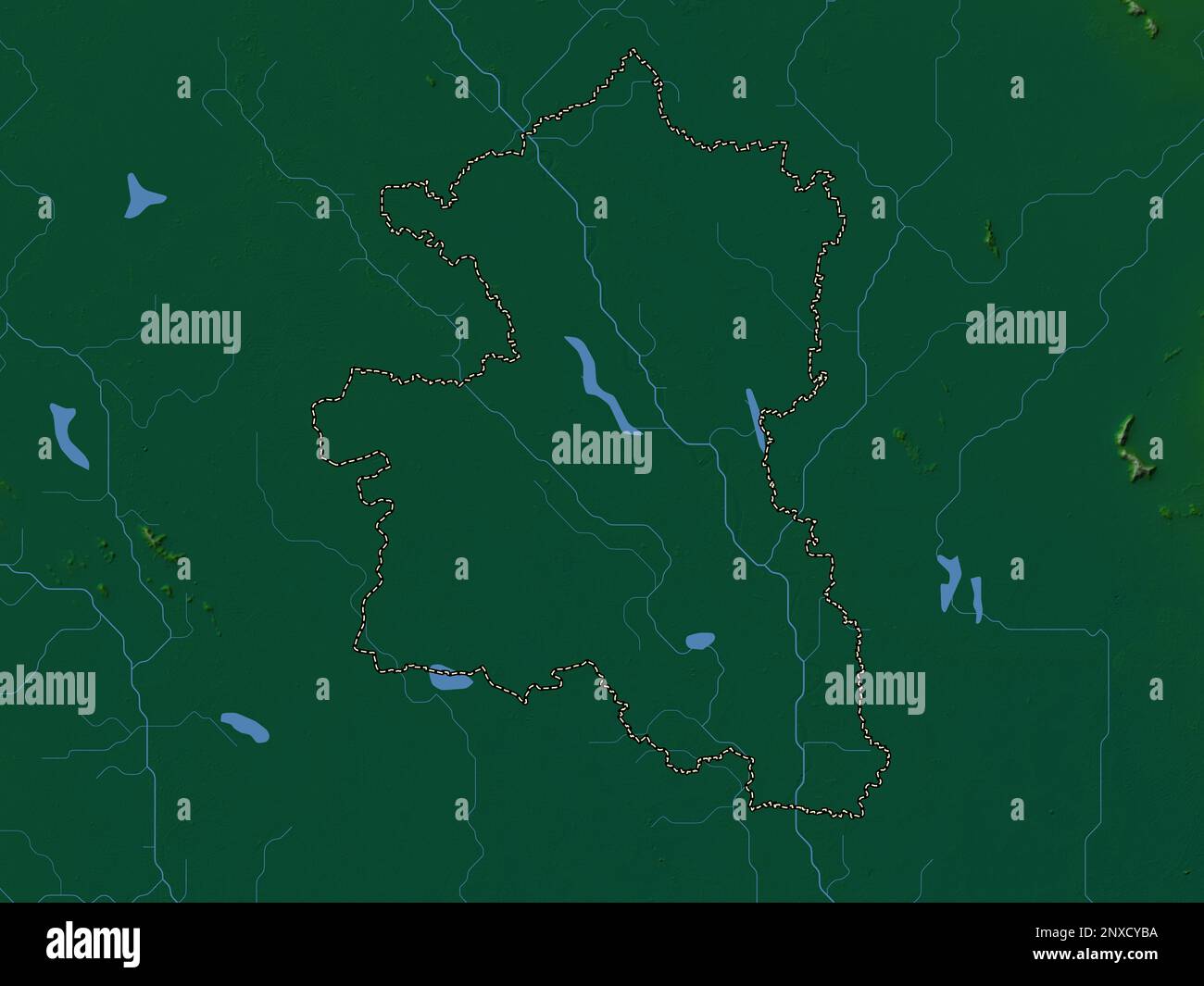 Sing Buri, province of Thailand. Colored elevation map with lakes and ...