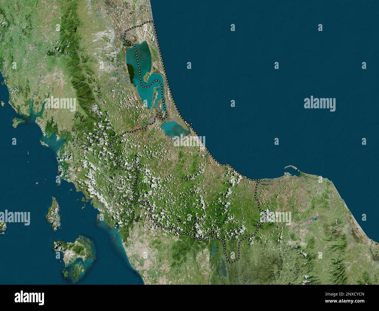 Songkhla, province of Thailand. High resolution satellite map Stock ...