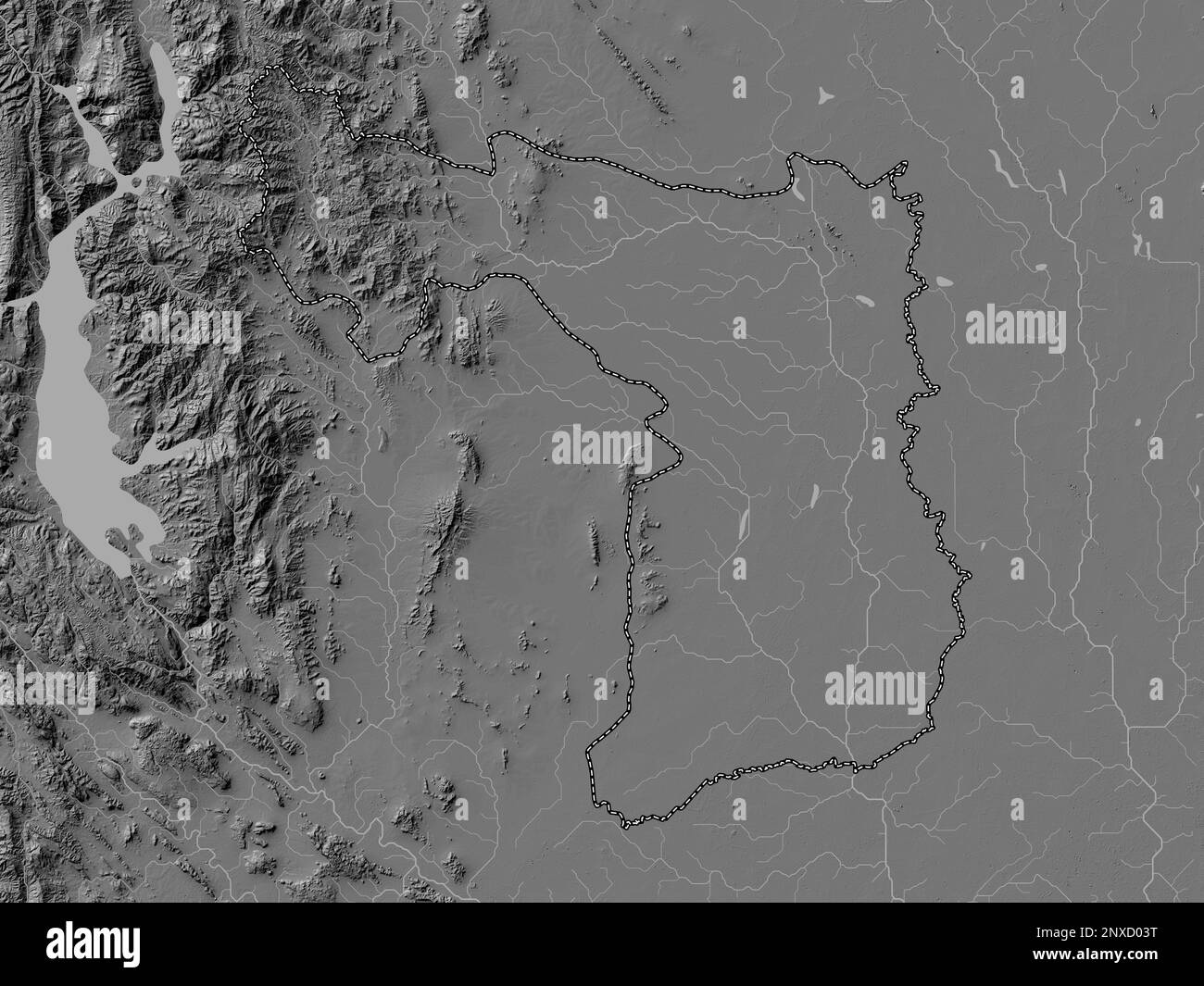 Suphan Buri, province of Thailand. Bilevel elevation map with lakes and ...