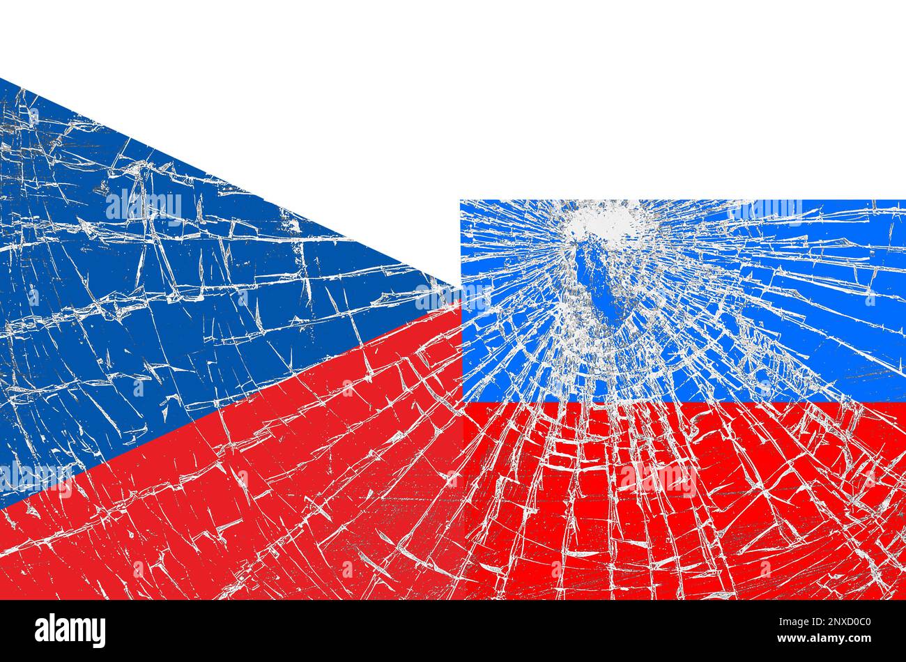 Russian flag with the cracks. Bad relationships with countries Stock ...