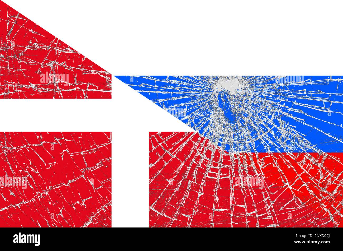 Russian flag with the cracks. Bad relationships with countries Stock ...