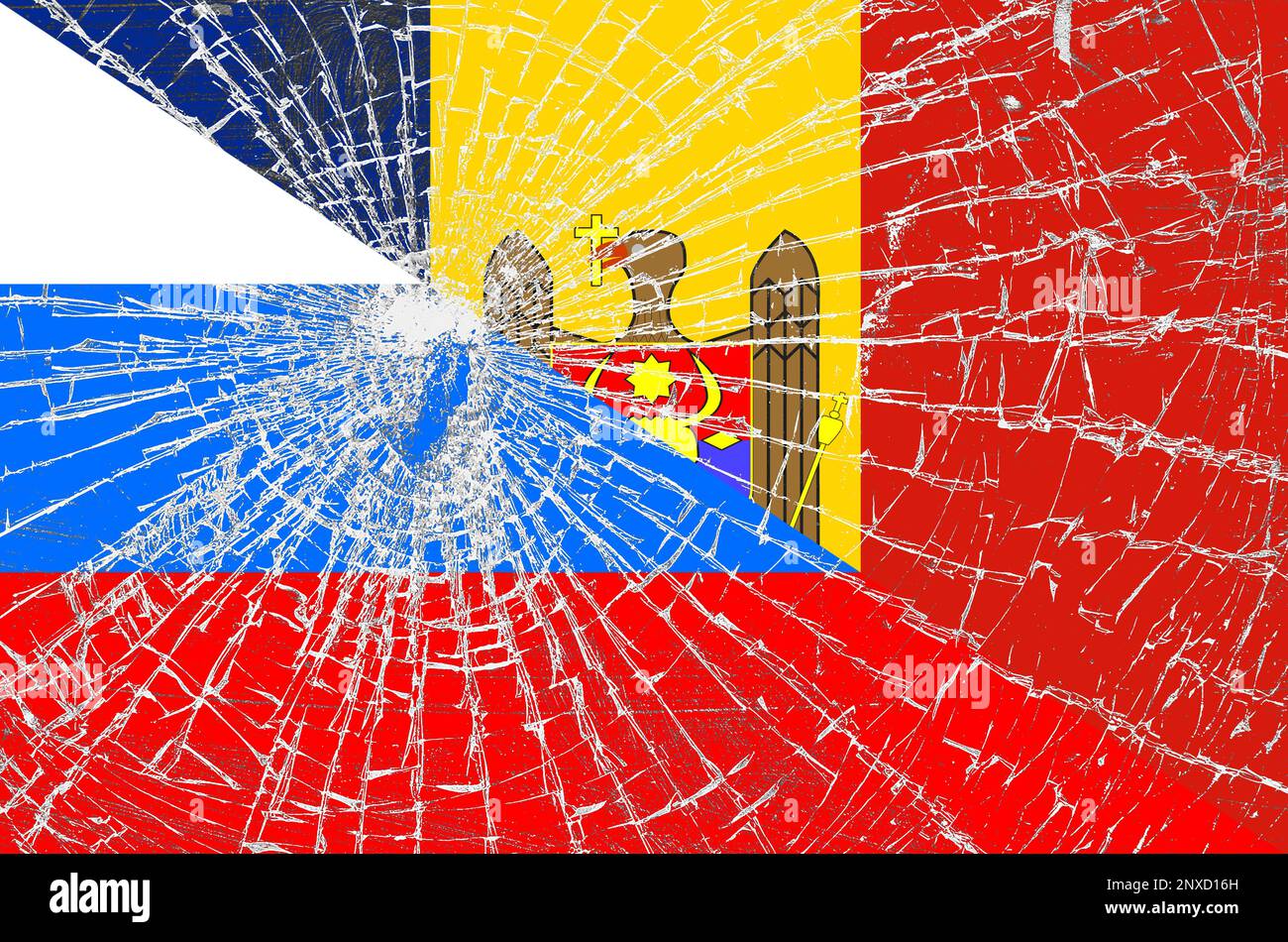 Russian flag with the cracks. Bad relationships with countries Stock ...