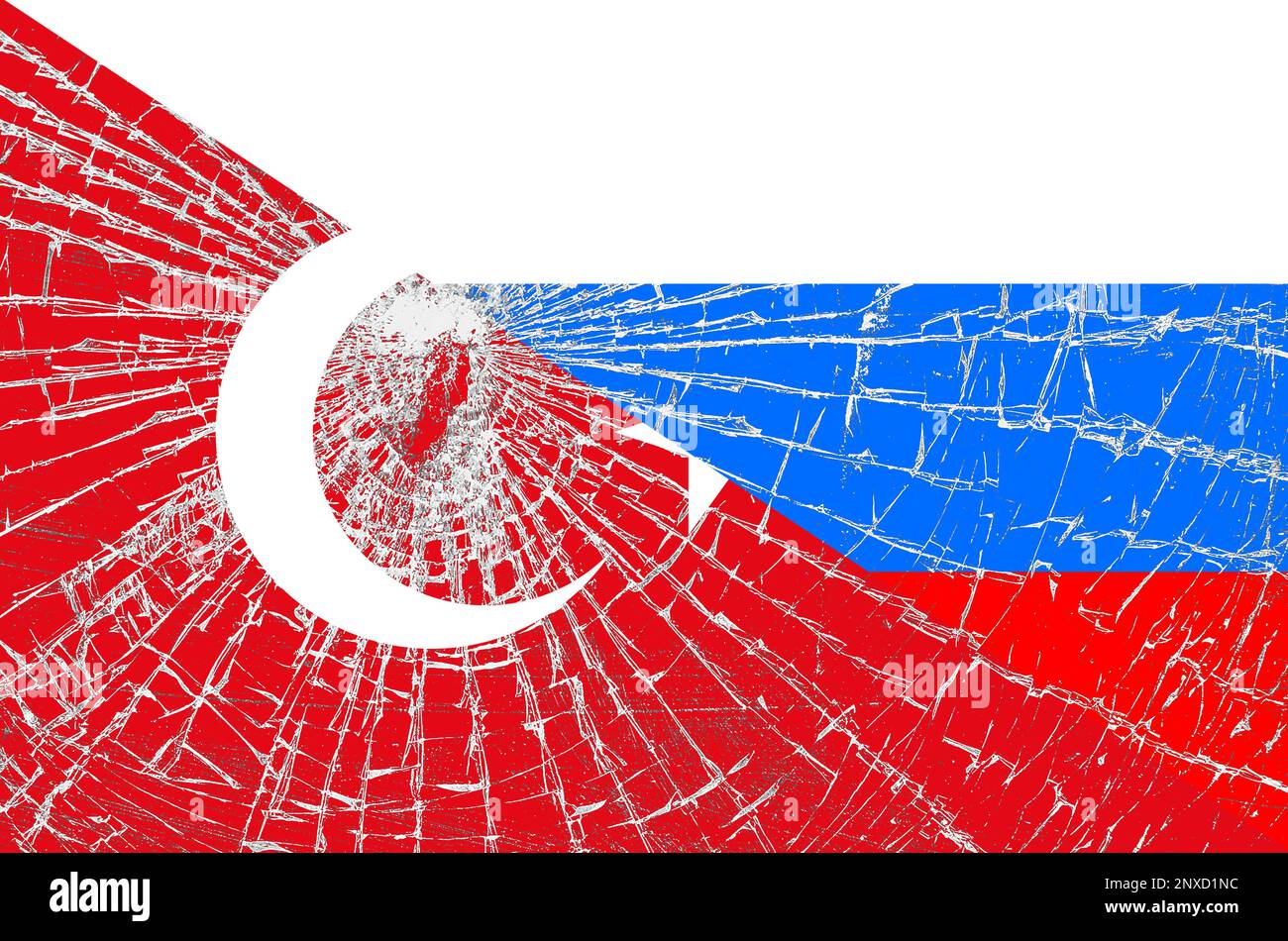 Russian flag with the cracks. Bad relationships with countries Stock ...