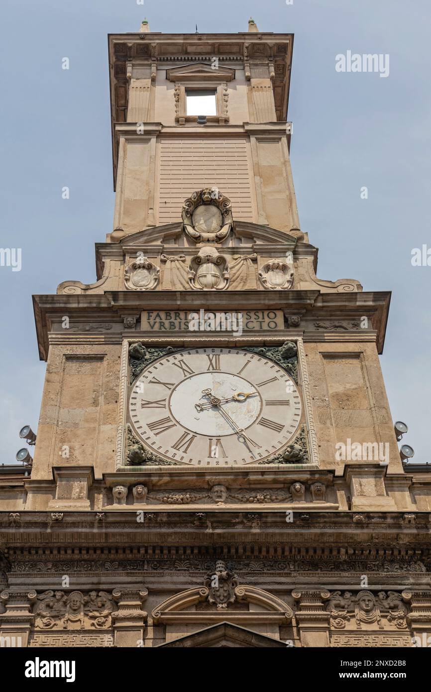 Milan, Italy - June 15, 2019: Historic Landmark Clock Tower Palazzo ...