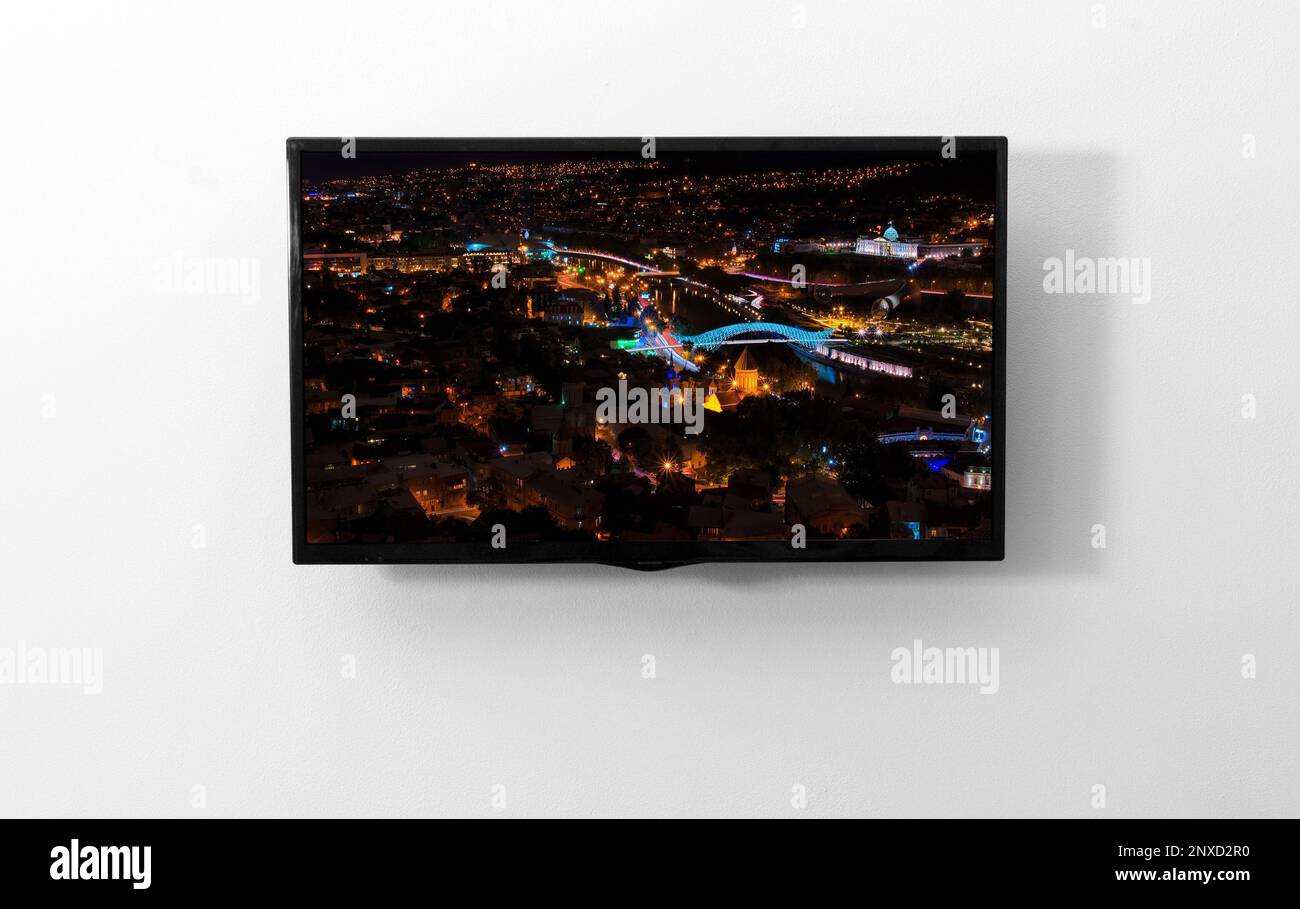 TV monitor on the wall Stock Photo - Alamy