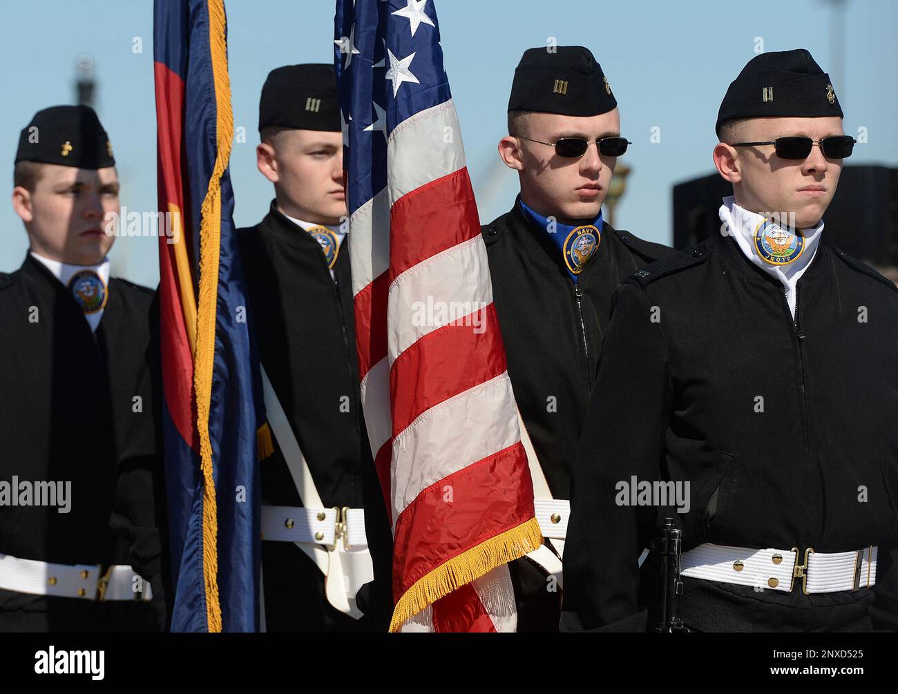 The Navy JROTC color guard from Widefield High School in Colorado ...