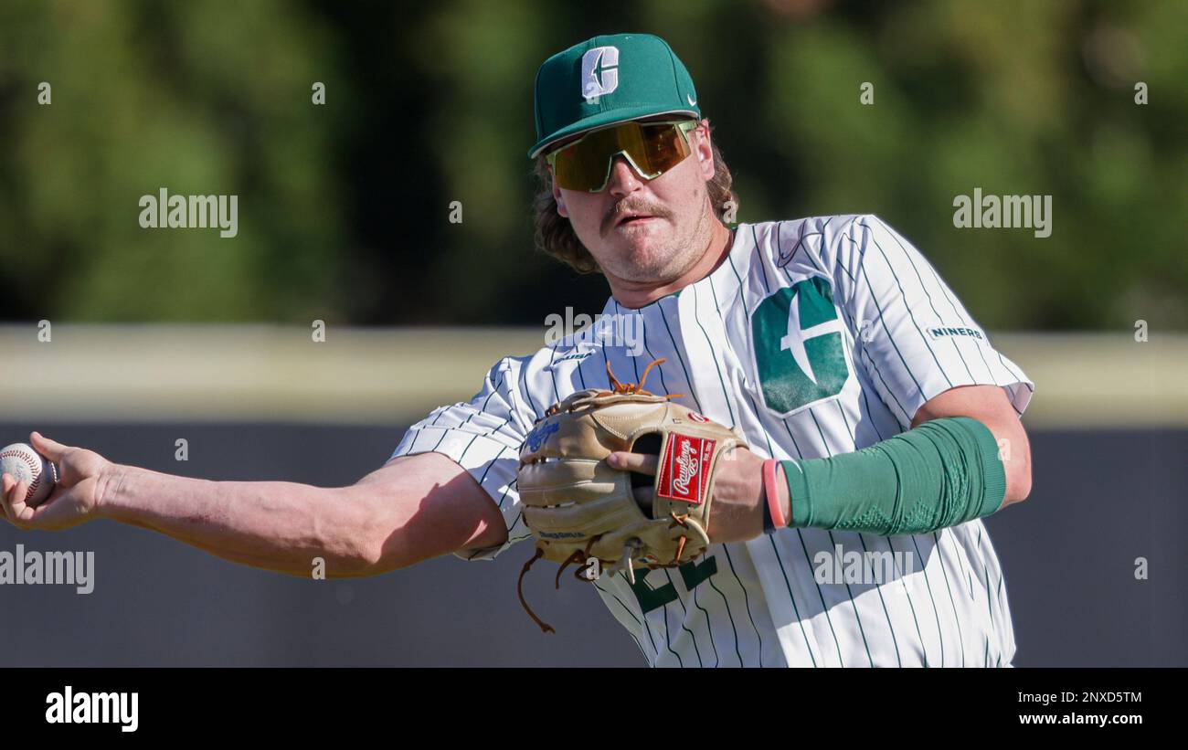 Charlotte's Will Butcher throws before an NCAA baseball game against ...