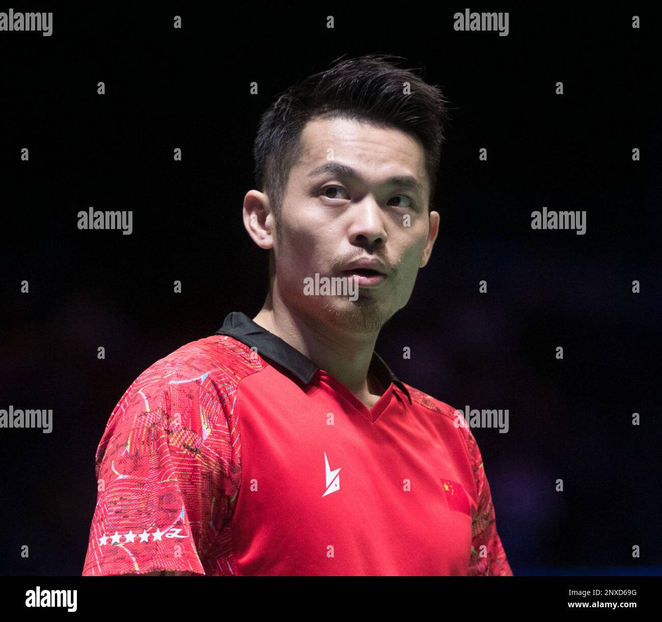 Lin Dan of China is pictured in the quarter-final match of the men's ...