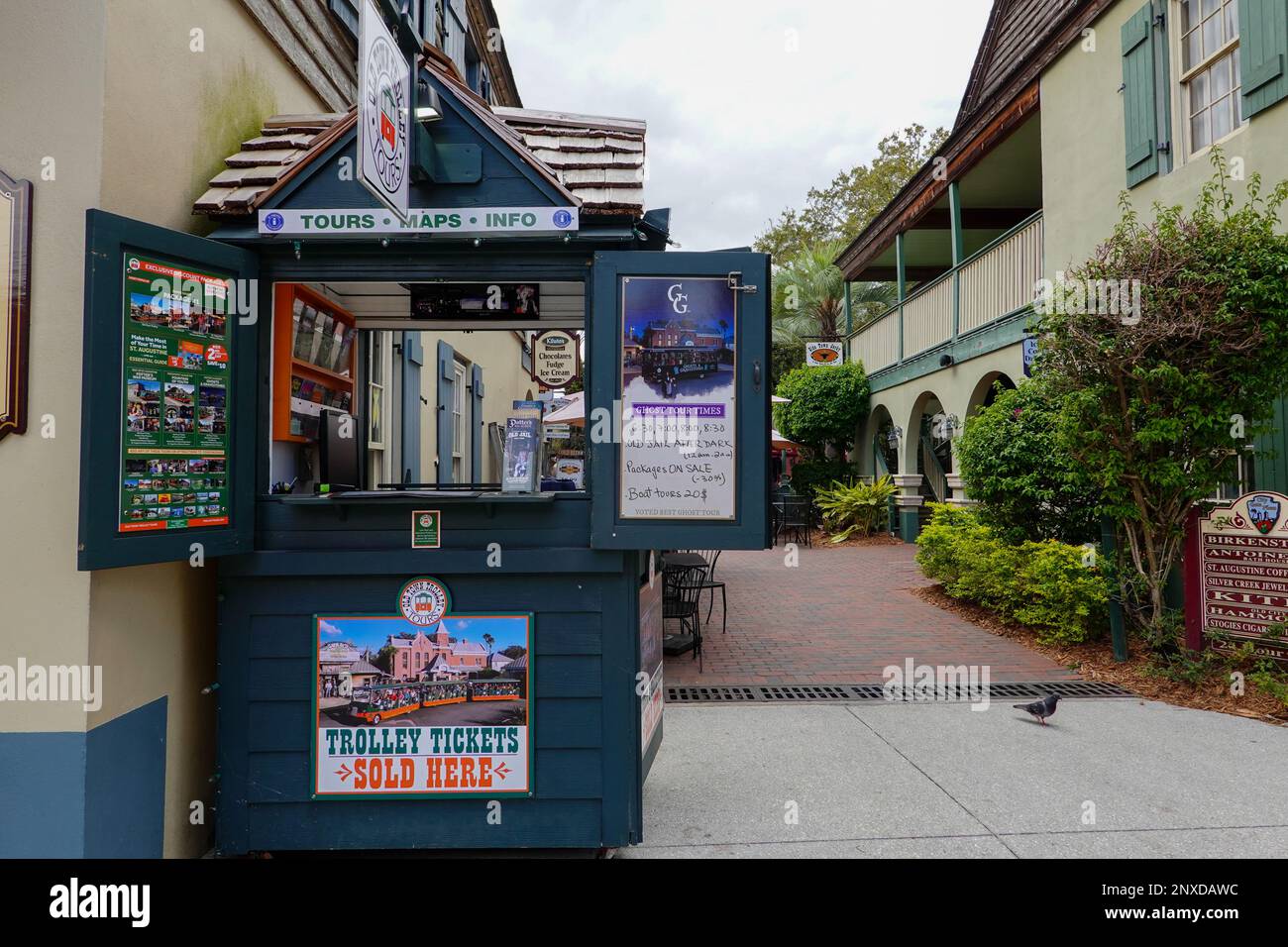 Ticket and tourist information kiosk, booth, in old town St. Augustine ...