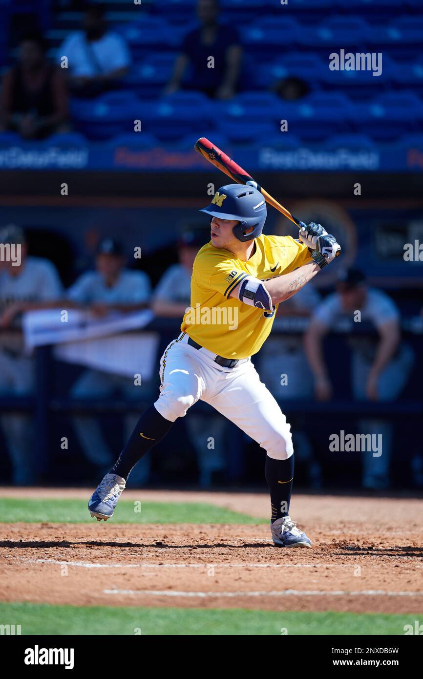Michigan Wolverines designated hitter Dominic Clementi (13) at bat ...