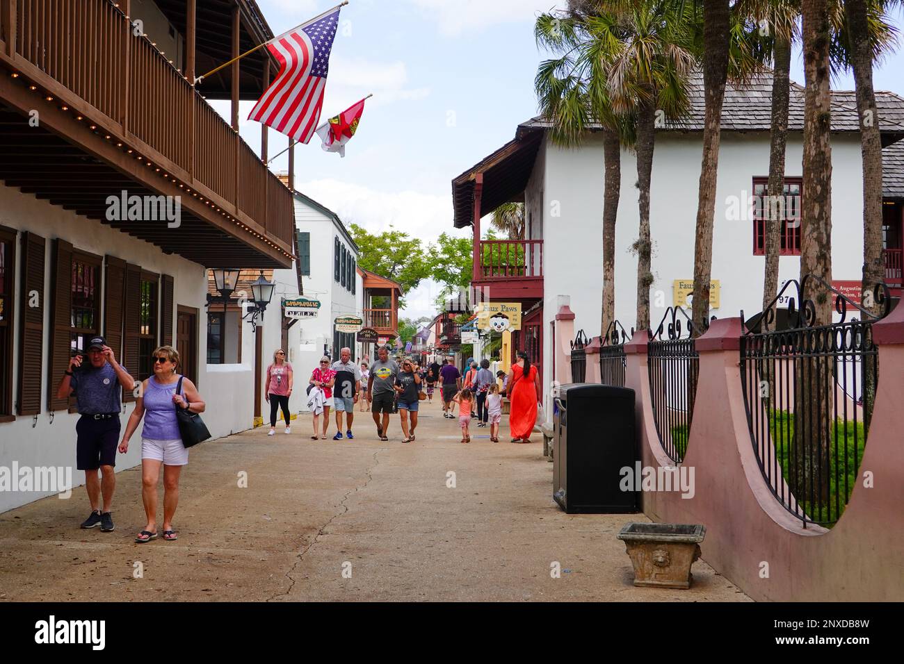 Sunny February day with people, visitors, tourists, travelers on St ...
