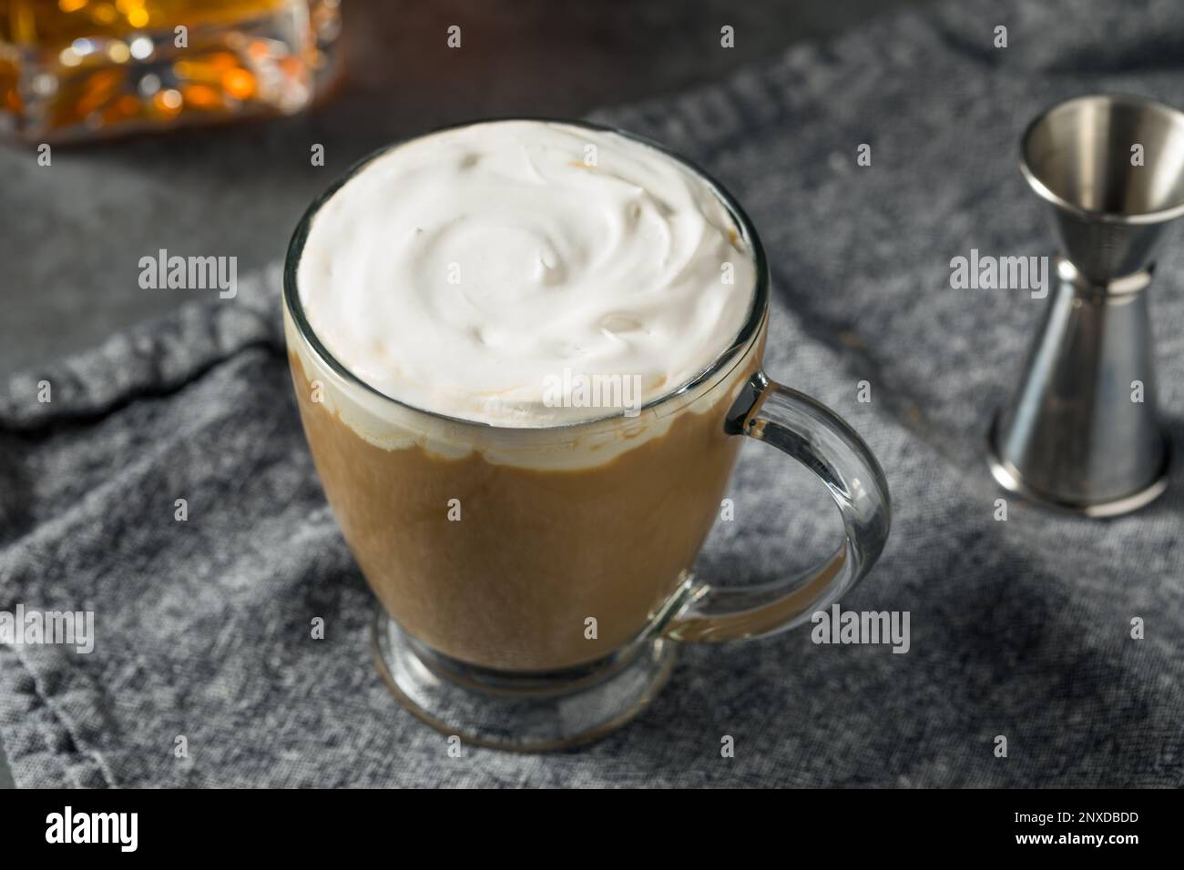 Boozy Refreshing Irish Coffee Cocktail with Whipped Cream Stock Photo ...