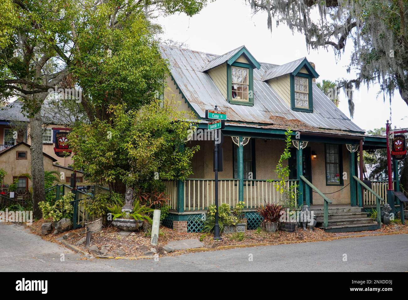 British restaurant serving pub food such as fish and chips in historic ...