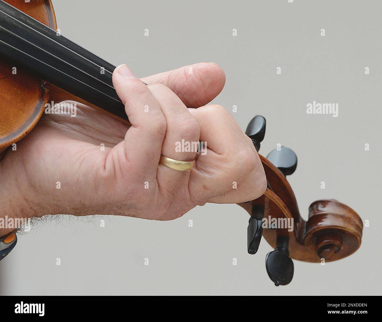 Fred Lapcheska's fingers work the strings on his fiddle. (Randy Hoeft ...