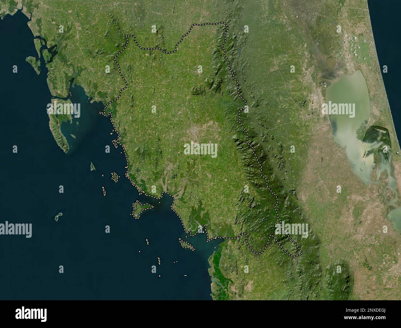 Trang, province of Thailand. Low resolution satellite map Stock Photo ...