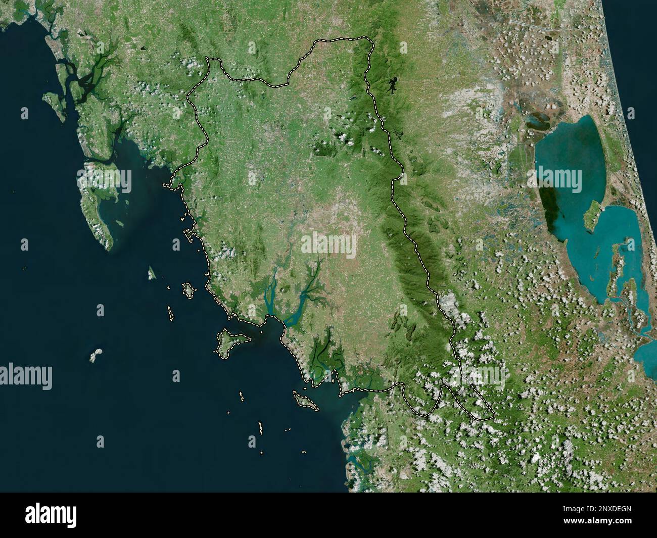 Trang, province of Thailand. High resolution satellite map Stock Photo ...