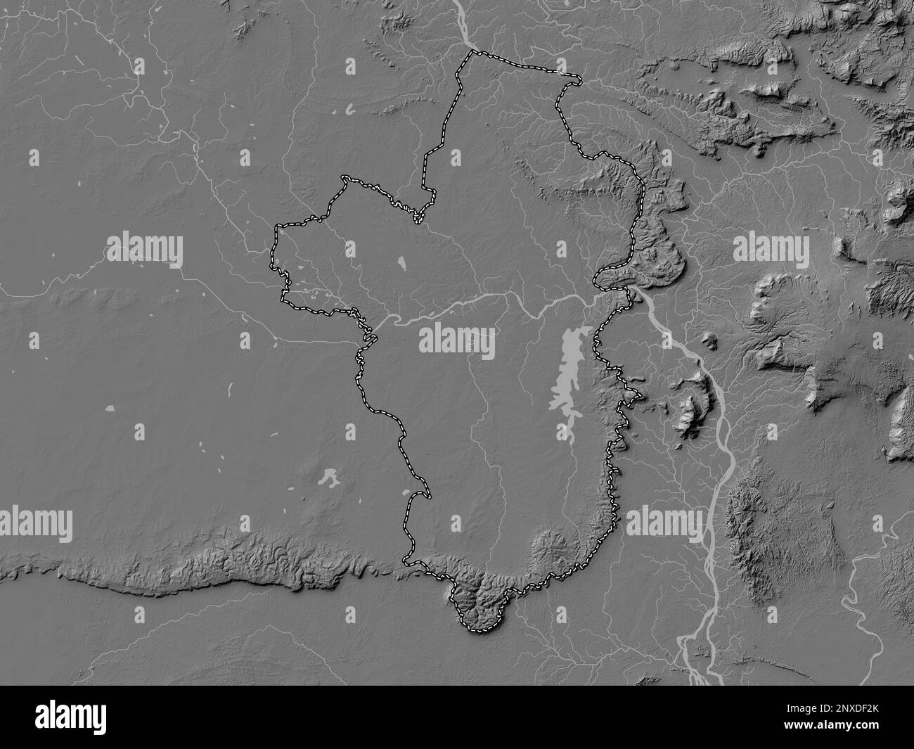 Ubon Ratchathani, province of Thailand. Bilevel elevation map with ...
