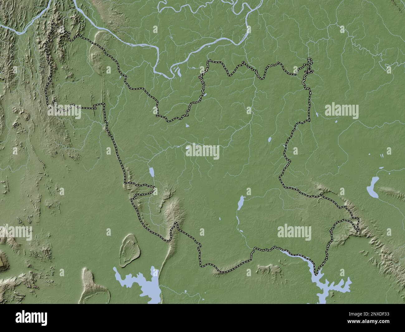 Udon Thani, province of Thailand. Elevation map colored in wiki style ...