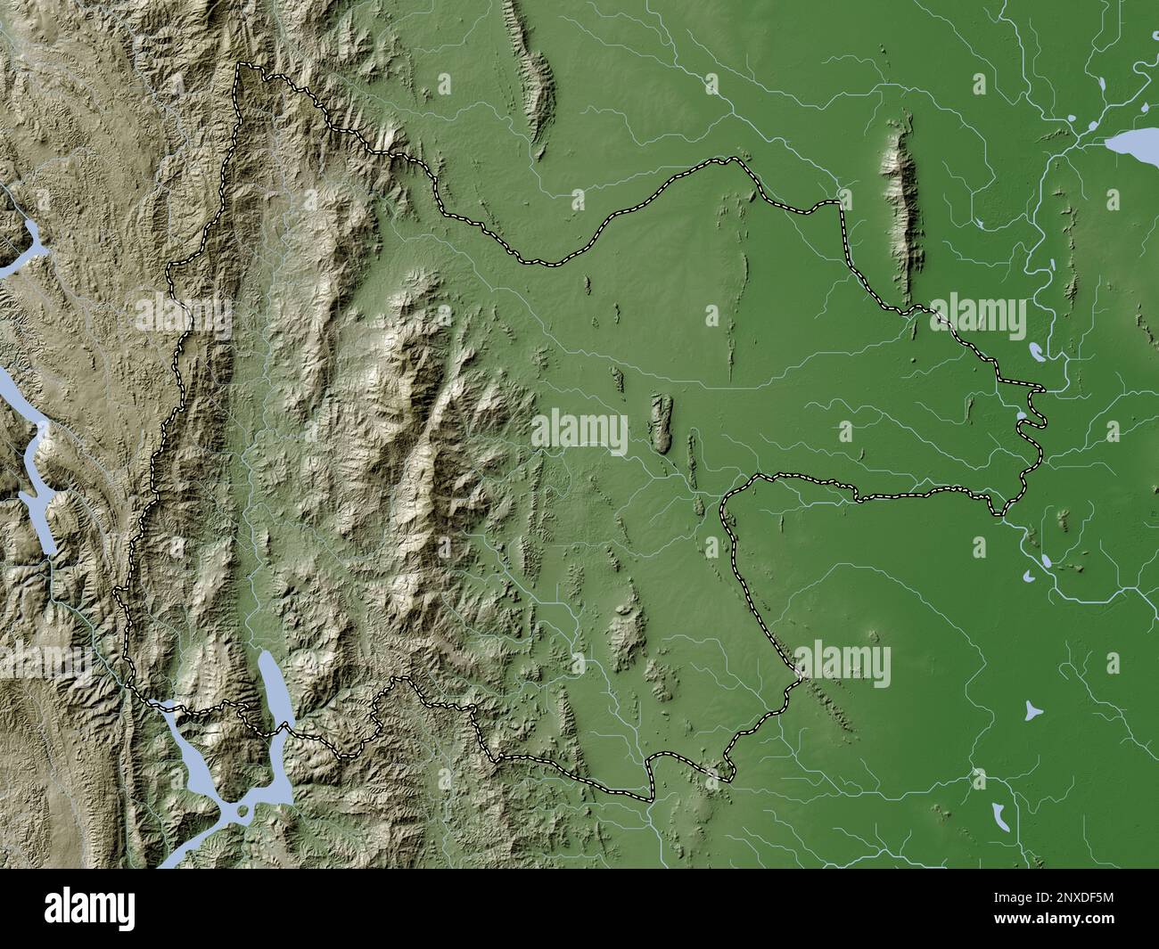 Uthai Thani, province of Thailand. Elevation map colored in wiki style ...