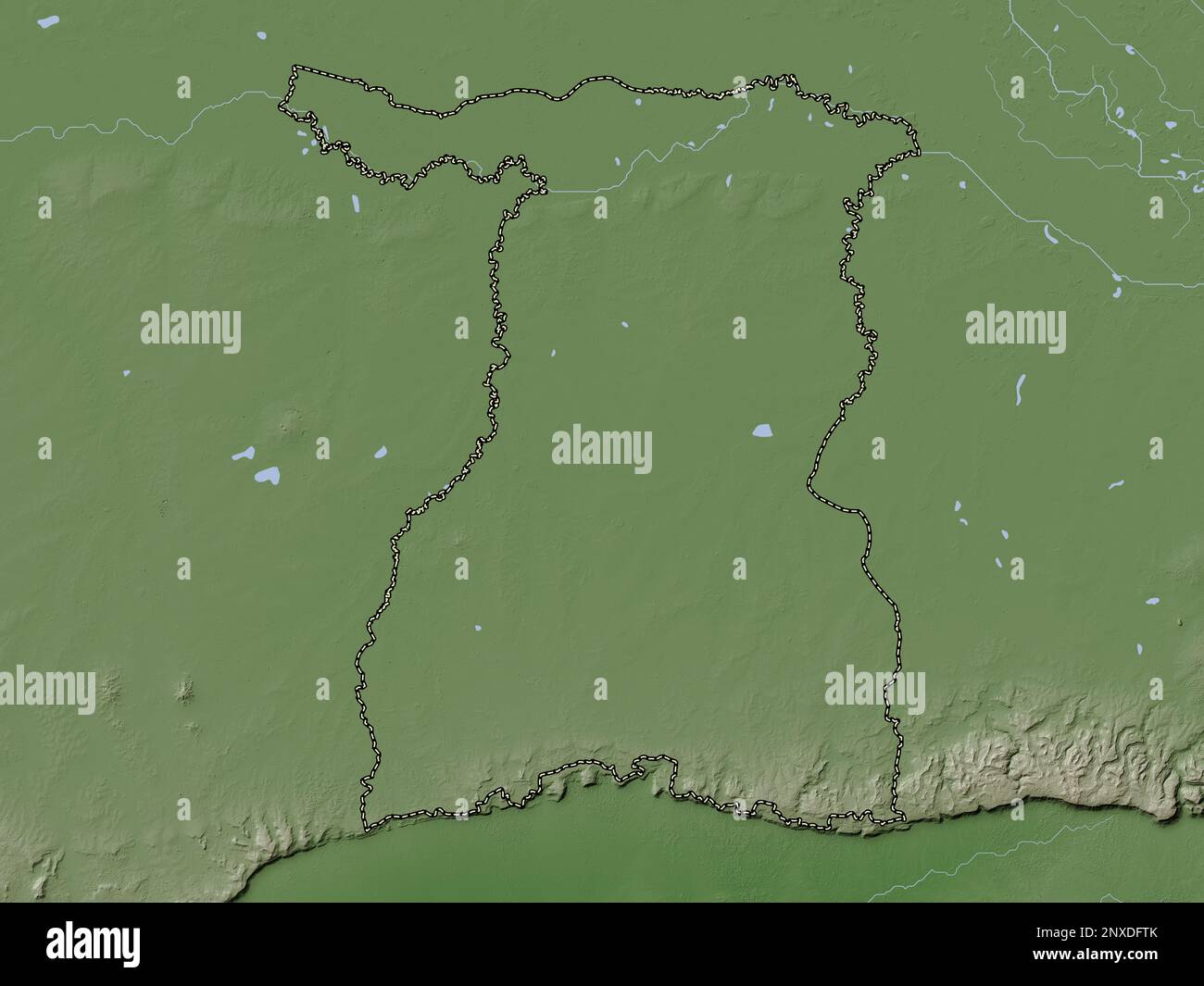 Surin, province of Thailand. Elevation map colored in wiki style with ...