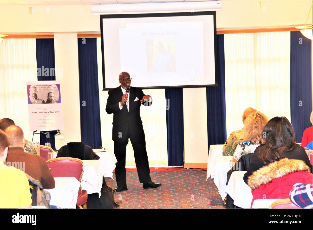 Guest speaker Marcus Gentry gives his presentation about Martin Luther ...