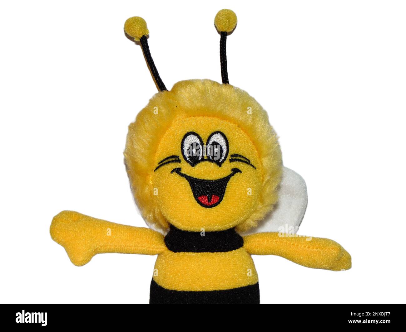 plush smiling bee isolated on white background. Bee toy Stock Photo - Alamy