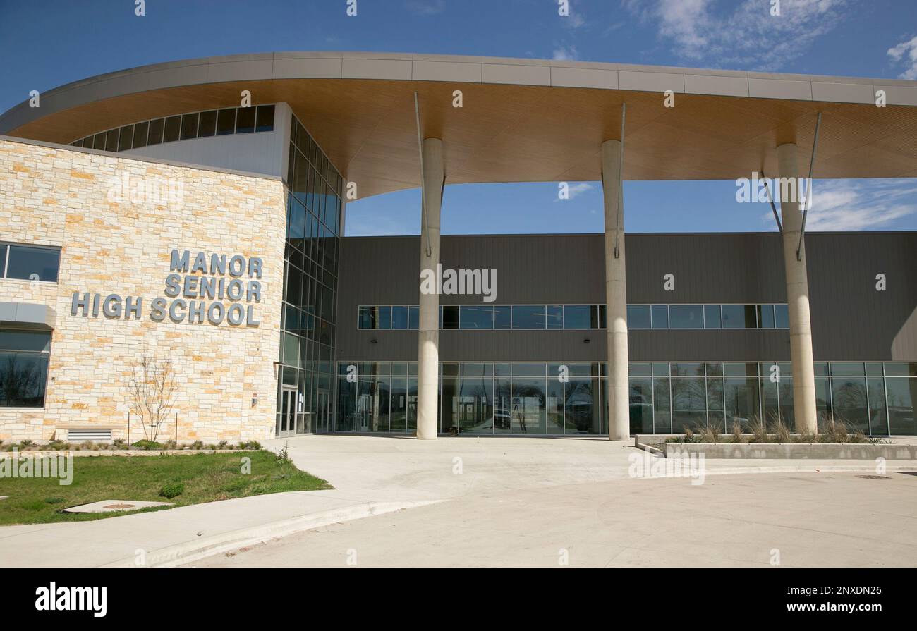 This March 1, 2018, photo shows the exterior of Manor Senior High ...