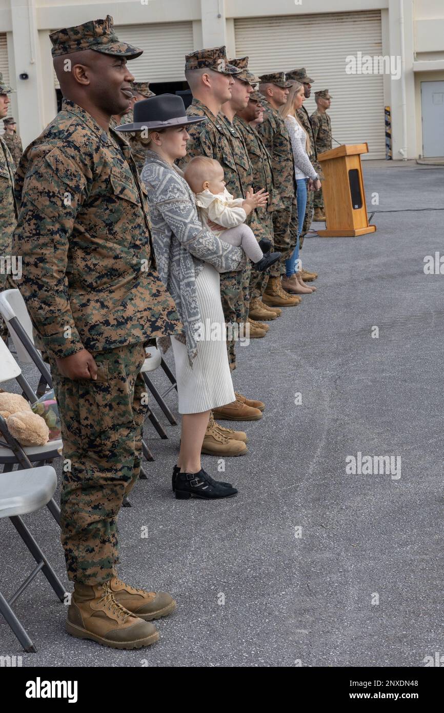 U.S. Marines from Marine Air Support Squadron (MASS) 2 and family ...