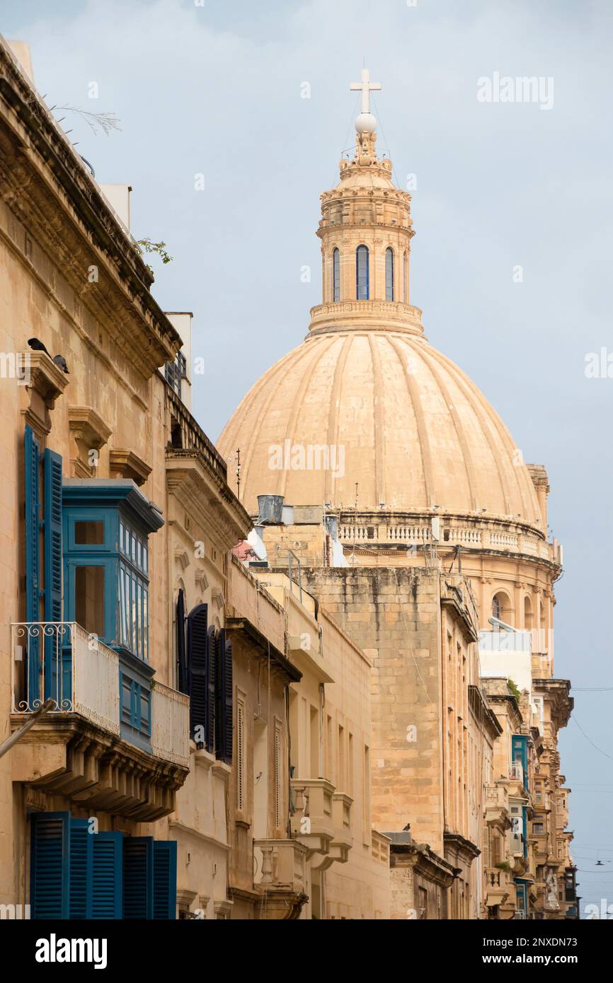 Valletta, Malta - November 12, 2022: Residential stone building facades ...