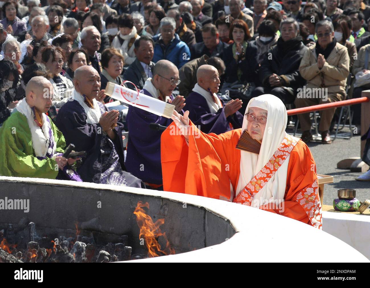 Supreme Priest of the Tendai Buddhist Denomination Koei Morikawa throws ...