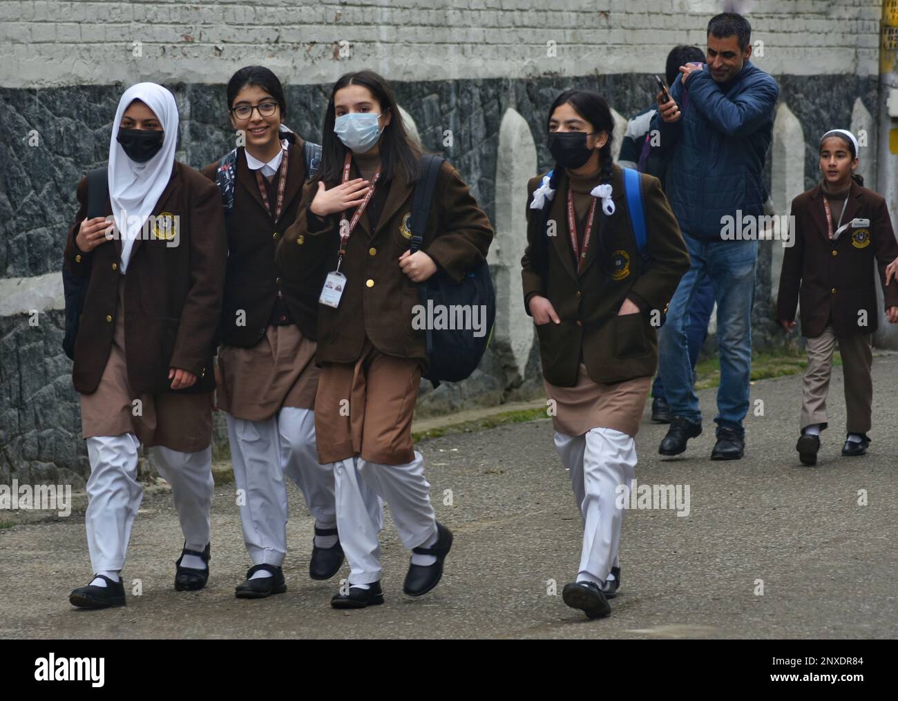 March 1, 2023, Srinagar, Jammu and Kashmir, India: School children ...