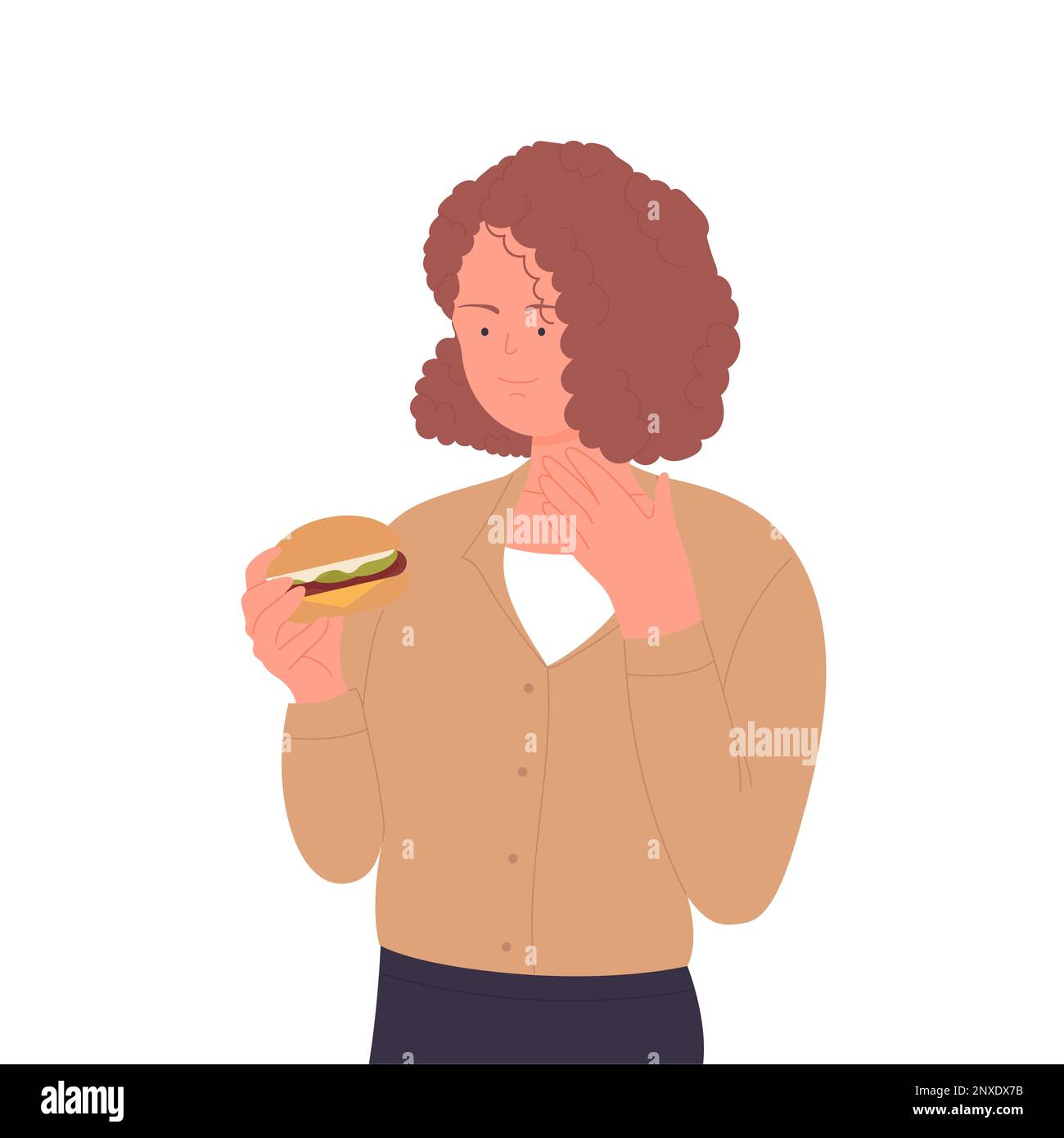 Asian woman eating sandwich Stock Vector Images - Alamy