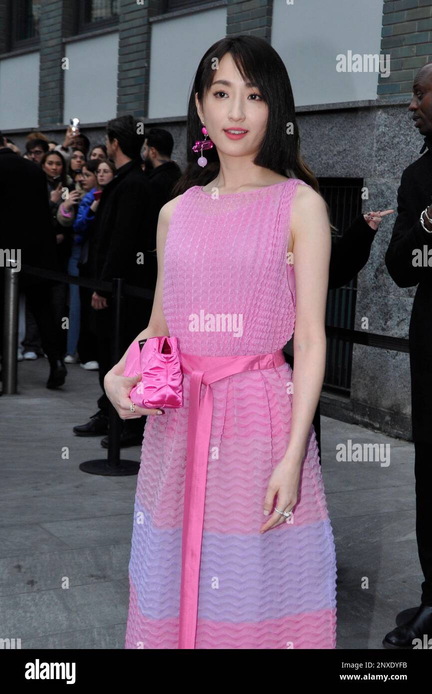 MILAN, ITALY - FEBRUARY 23:Alice Ko is seen arriving at the Emporio ...