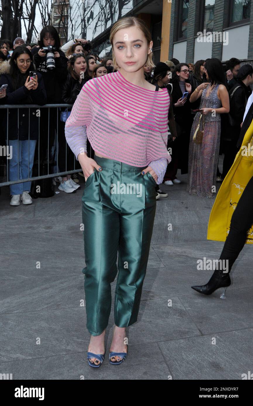 MILAN, ITALY - FEBRUARY 23: Clara Galle is seen arriving at the Emporio ...
