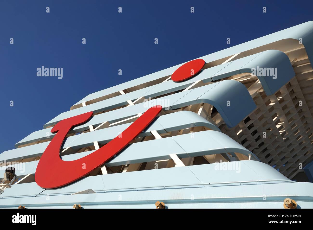 The funnel of the cruise ship Marella Explorer operated by TUI Stock ...