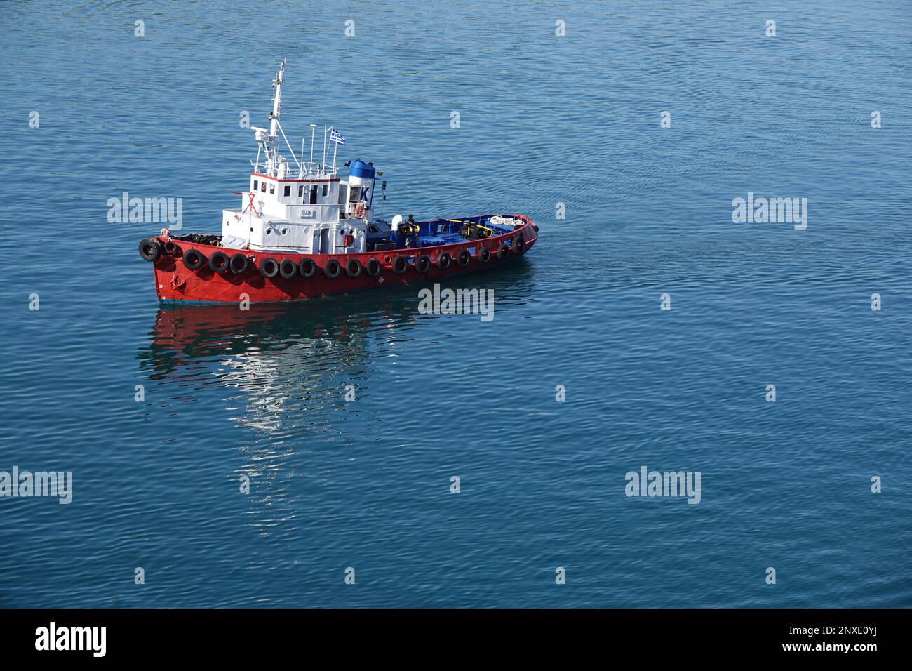 The tug boat Makis in the port of Argostoli, Kefalonia, Greece Stock ...