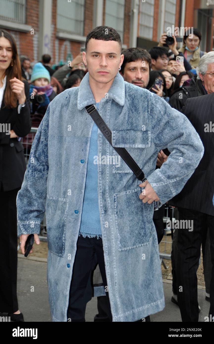 MILAN, ITALY - FEBRUARY 22:Aron Piper is seen arriving at the Fendi ...