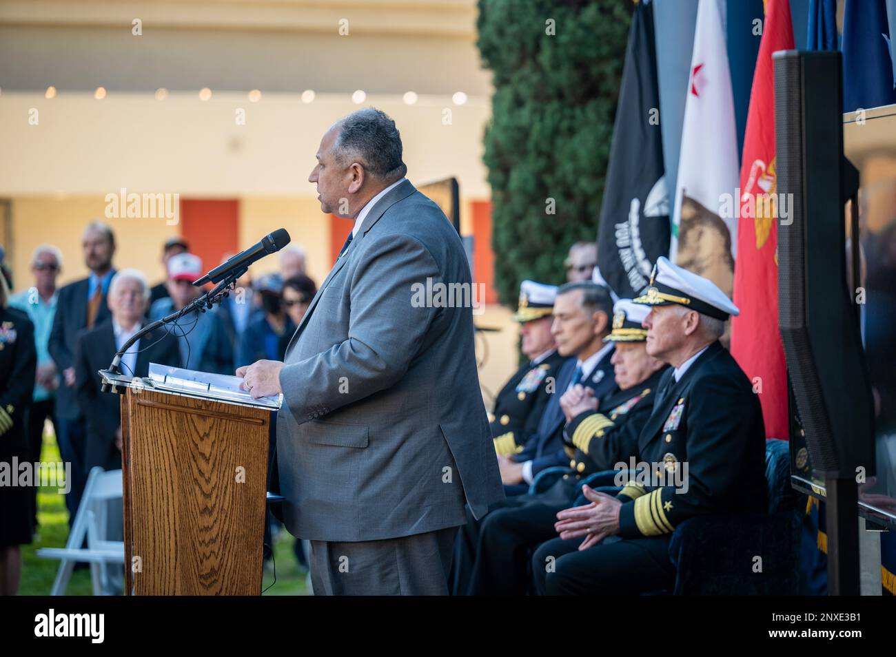 SAN DIEGO (Jan. 20, 2023) — Secretary of the Navy Carlos Del Toro delivers remarks during a ...