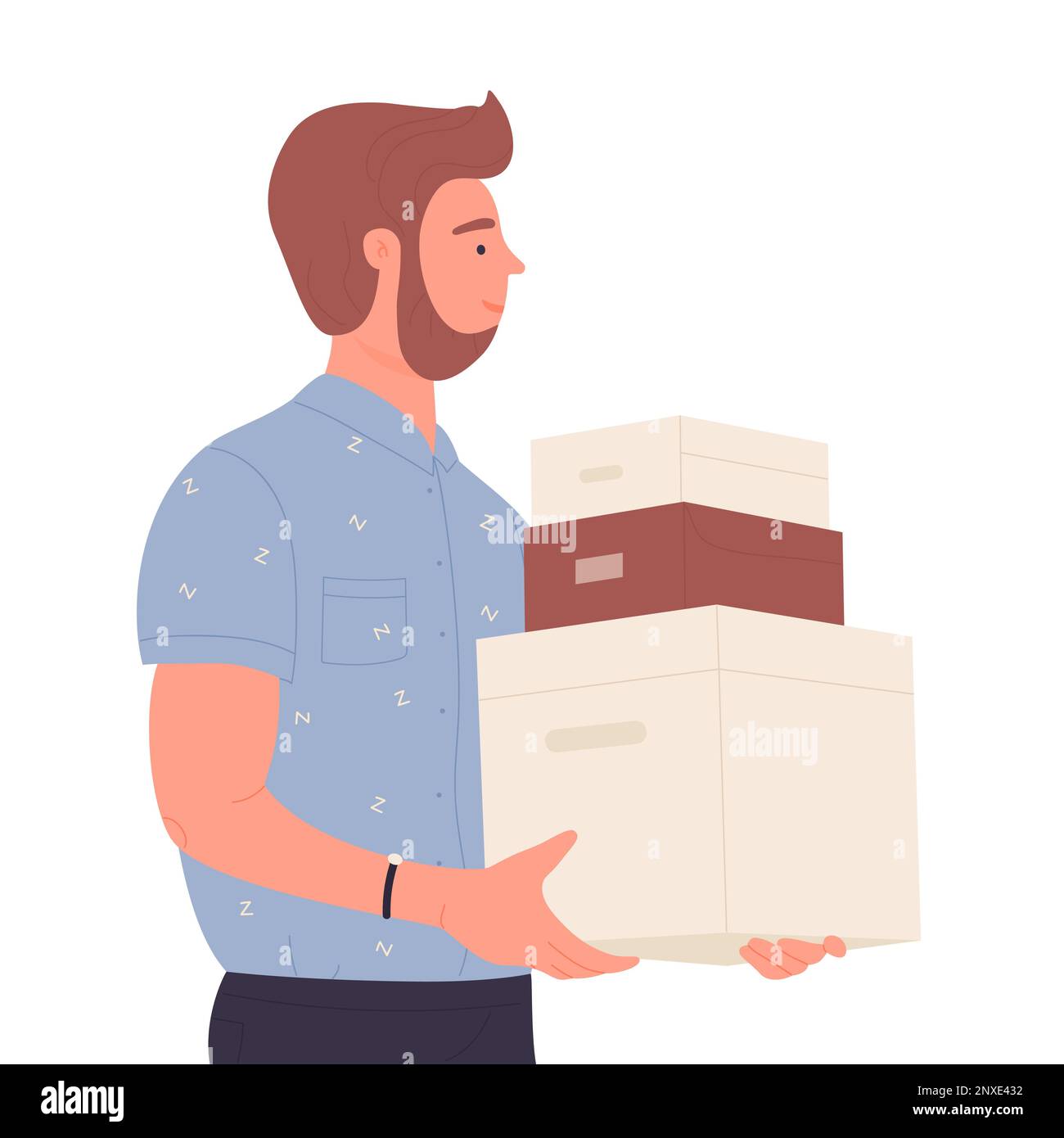 Man Holds Parcel Boxes Online Shopping Delivery Order Shipping Vector