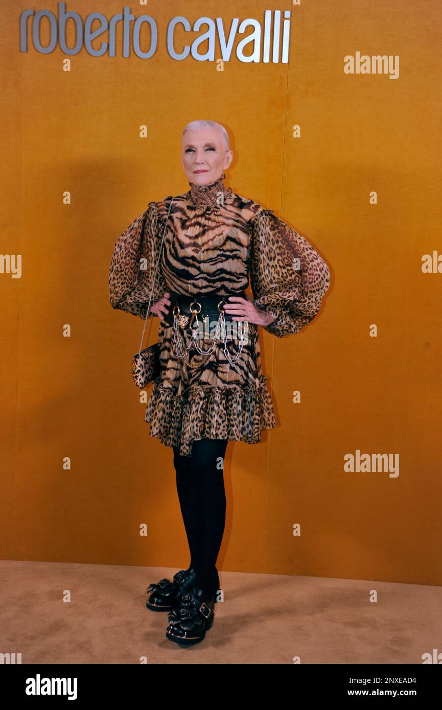 MILAN, ITALY - FEBRUARY 22: Maye Musk is seen arriving at the Roberto ...