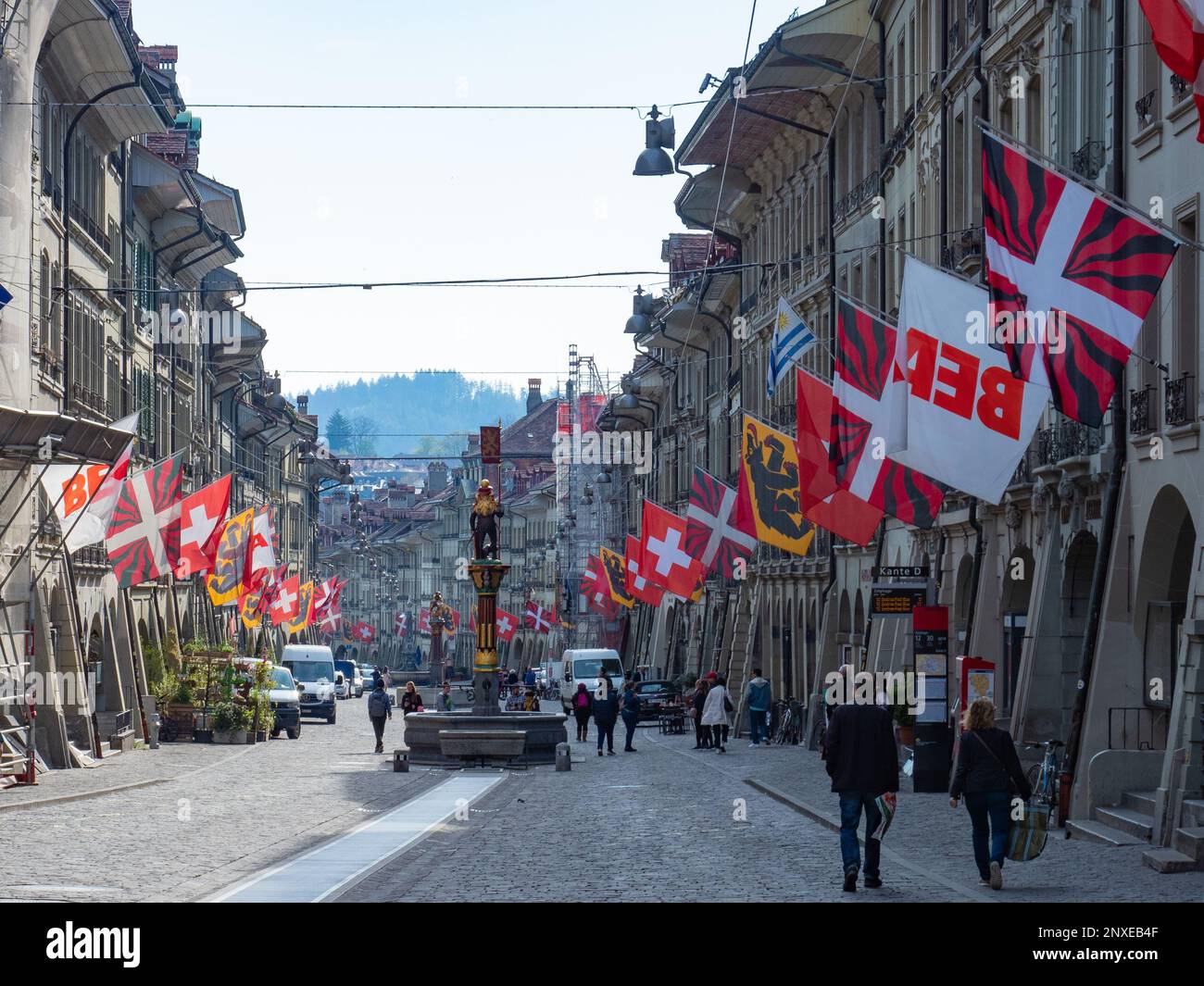 Berne, Switzerland - April 16th 2023: View along the main street ...