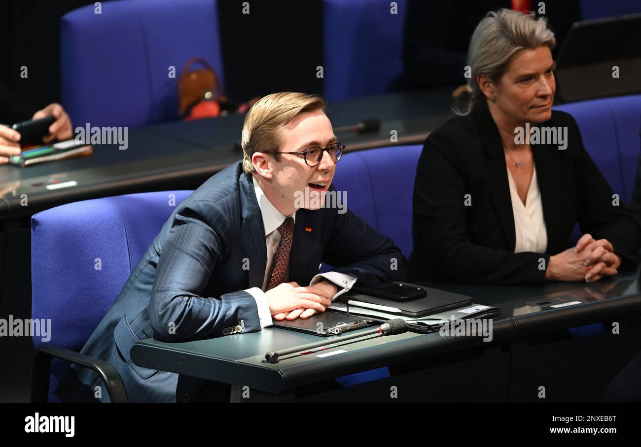 Berlin, Germany. 01st Mar, 2023. Philipp Amthor (CDU, l), Greifswald ...