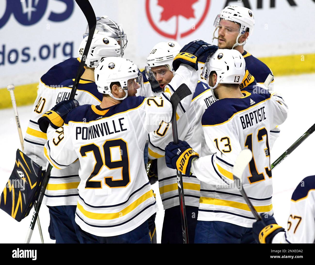 Buffalo Sabres players celebrate after defeating the Ottawa Senators in ...