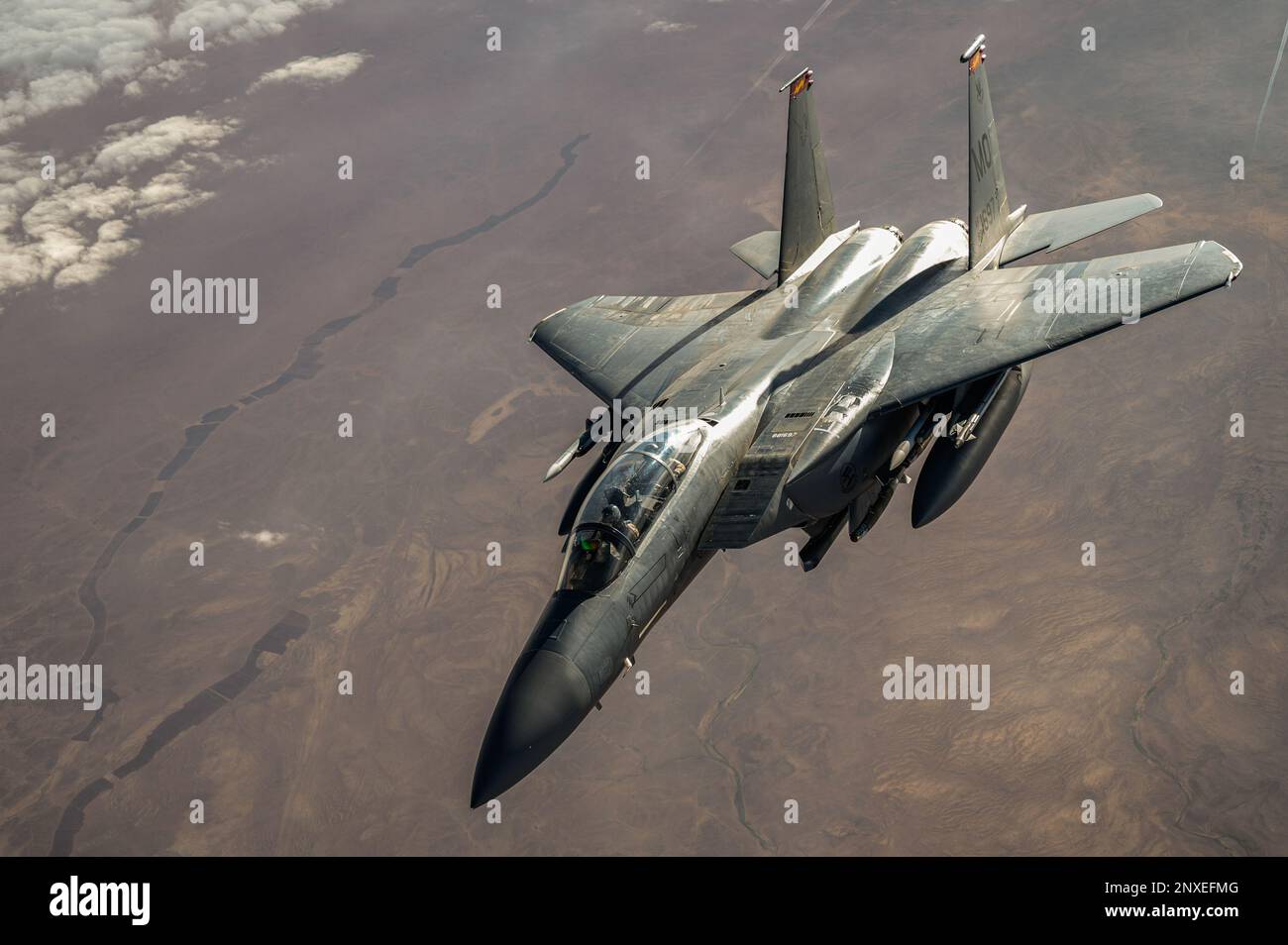 A U.S. Air Force F-15E Strike Eagle assigned to the 389th Expeditionary ...