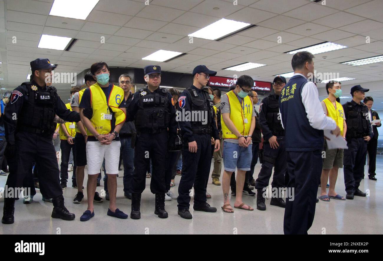 In this March 29, 2017, photo provided by Taiwan Criminal Investigation ...