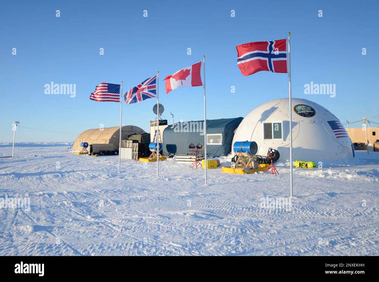 This 2016 photo provided by the U.S. Navy, shows a base camp for ...