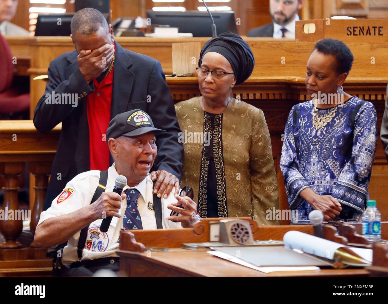 Army Ranger Daniel Boatwright deliveres emotional remarks as he and the ...