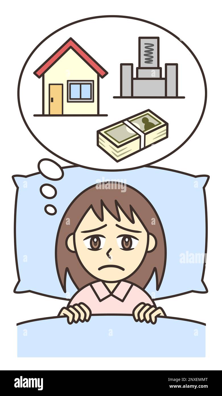 A young woman who cannot sleep because of worries Stock Photo - Alamy