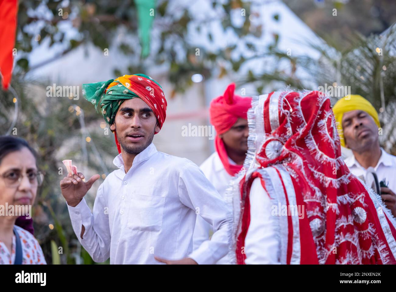 Noida Haat, India: Portrait on unidentified male artist performing folk ...