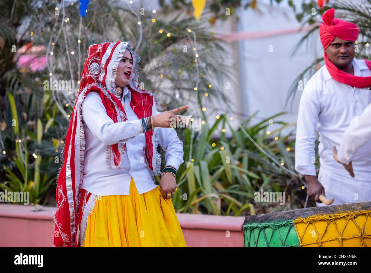 Noida Haat, India: Portrait on unidentified male artist performing folk ...